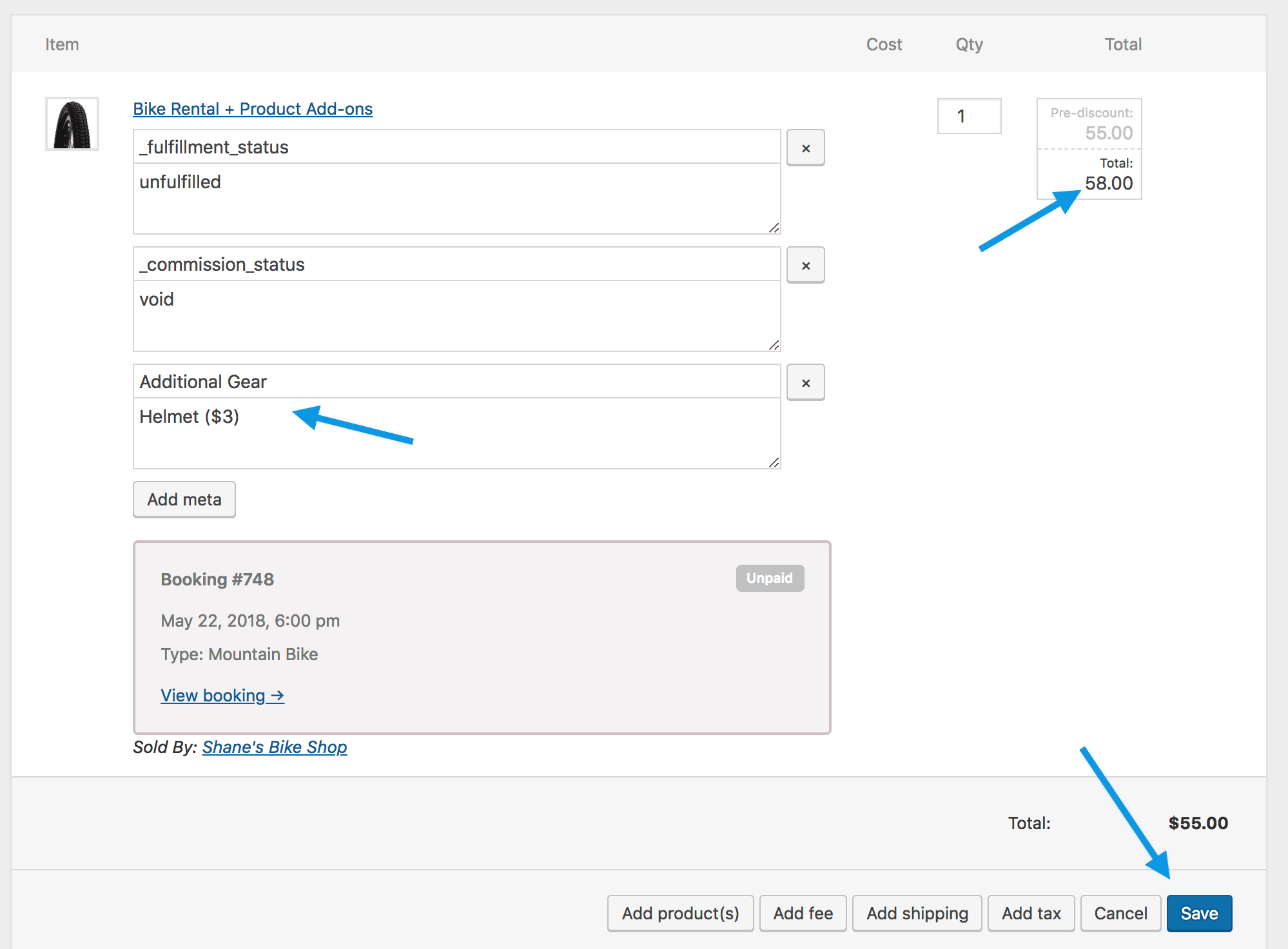 Create a Manual Booking with Product Add-Ons - CODIBU